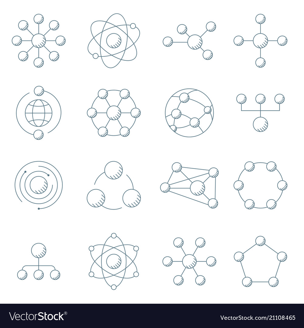 Molecule Model Line Set Structure Royalty Free Vector Image
