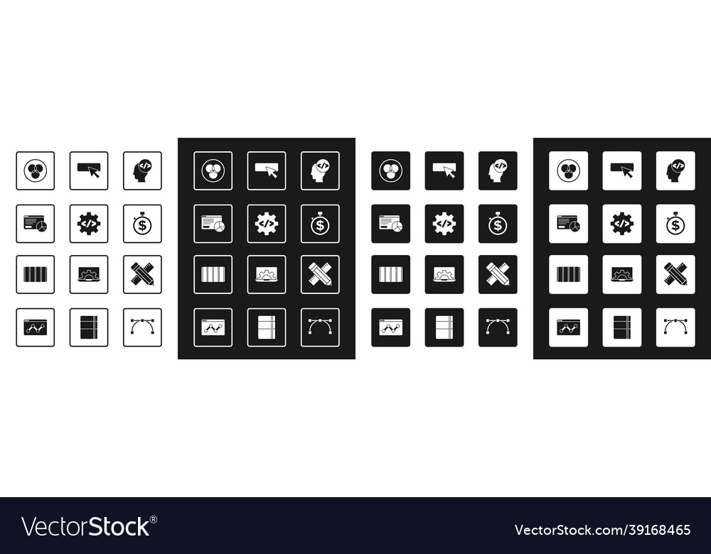 Set front end development website statistic rgb Vector Image
