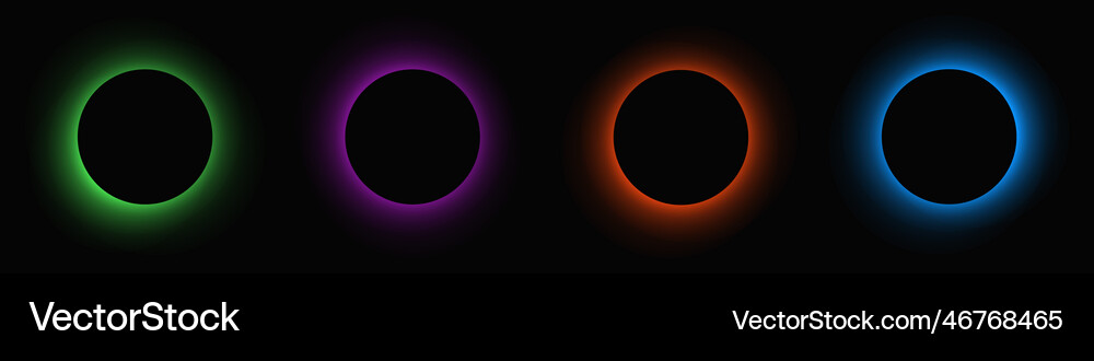Set of circle illuminate light frames with color Vector Image