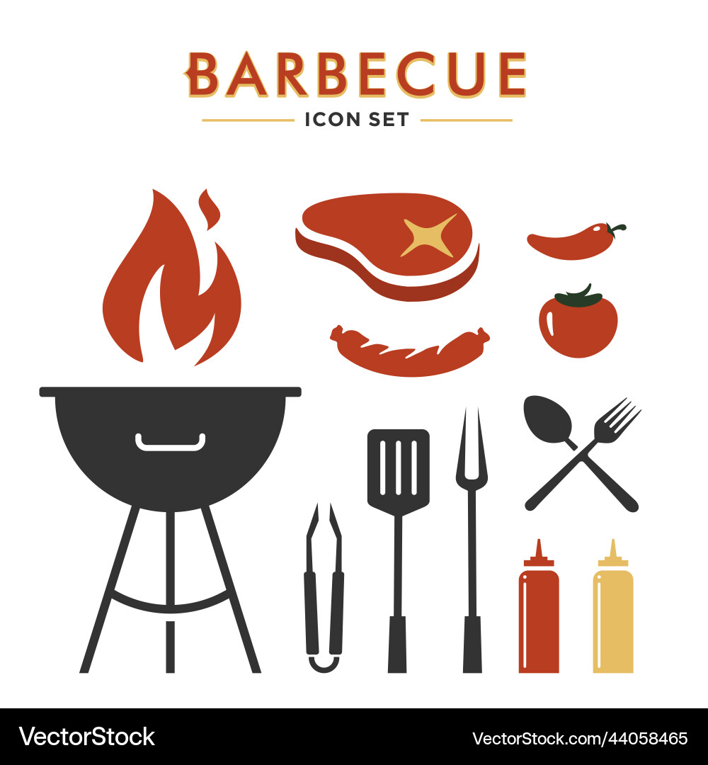 Simple barbecue elements set of bbq icons Vector Image