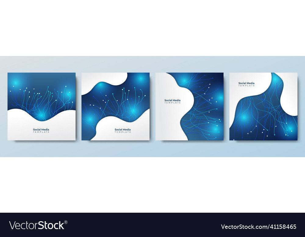 Social media post template set with tech Vector Image