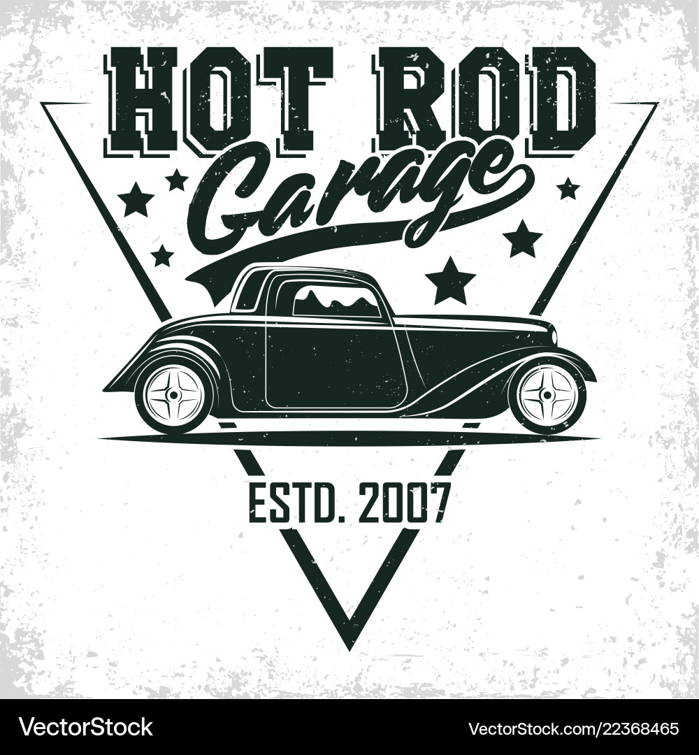 Vintage hot rod emblem design Royalty Free Vector Image