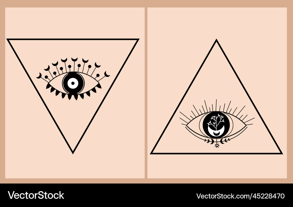 Black and white mystical posters with magic eyes Vector Image