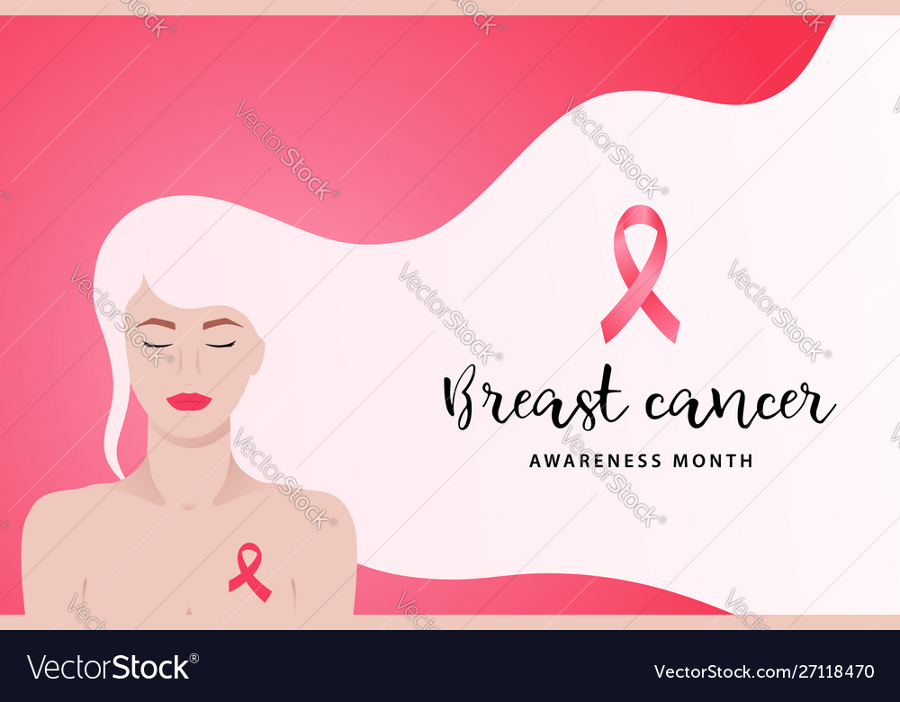 Breast Cancer Awareness Month Banner With Young Vector Image