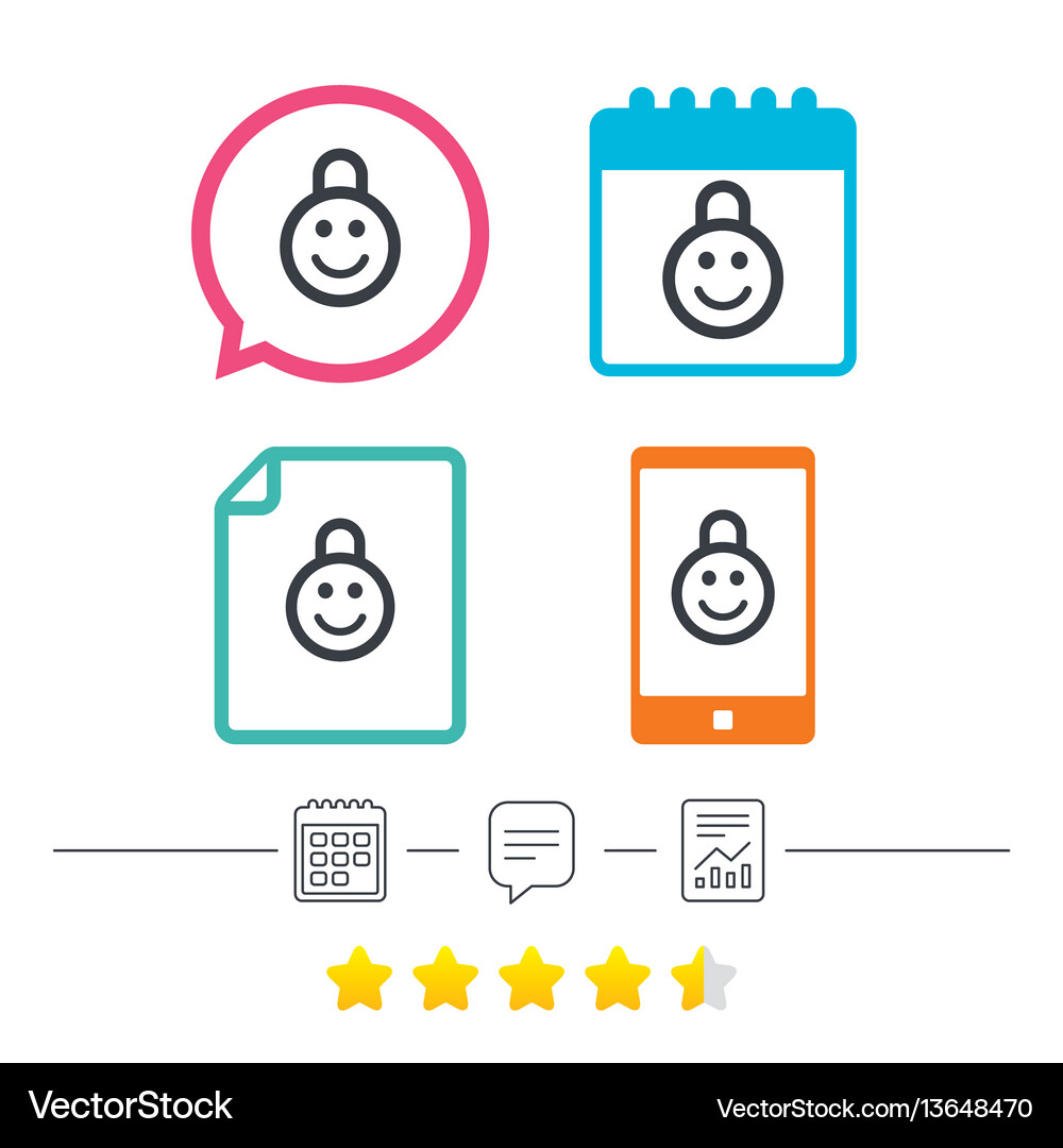 Child lock icon locker with smile symbol Vector Image