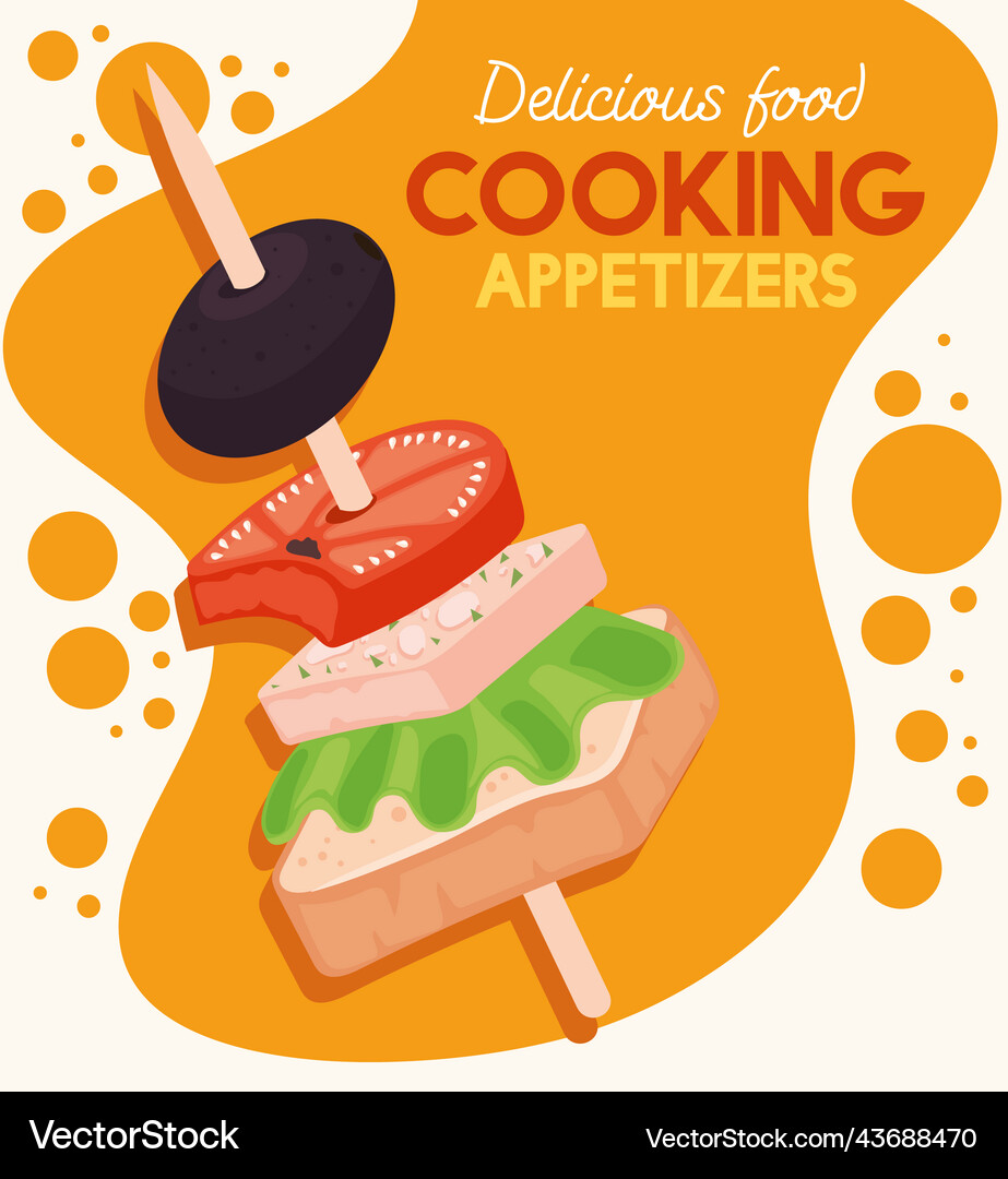 Cooking appetizers lettering card Royalty Free Vector Image