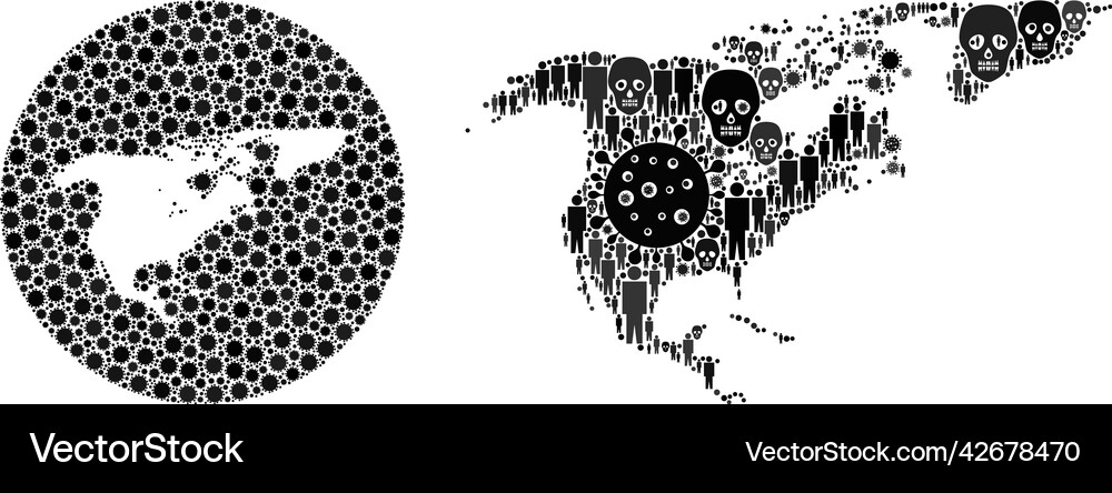 Covid-2019 and population collages for north Vector Image