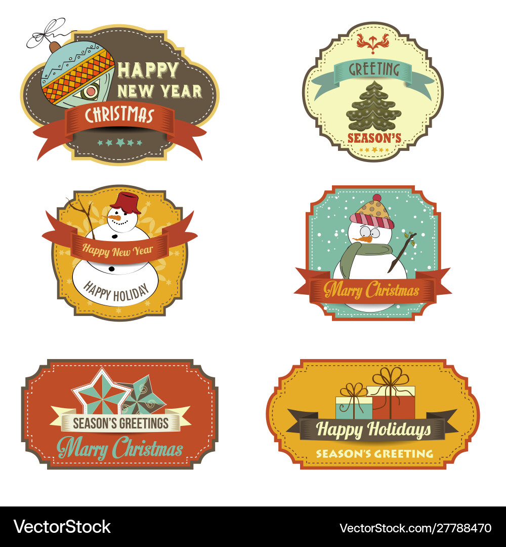 Cute christmas labels collection isolated Vector Image
