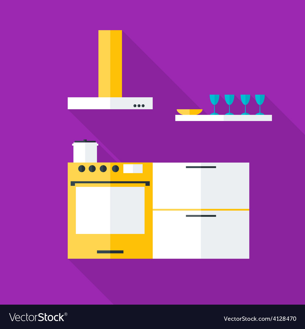 Flat stylized kitchen Royalty Free Vector Image