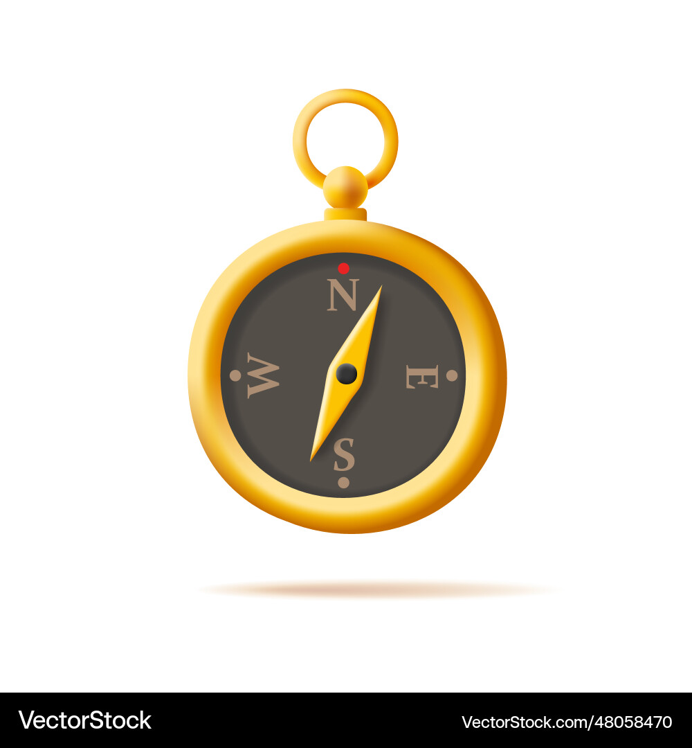 Golden compass 3d retro vintage Royalty Free Vector Image