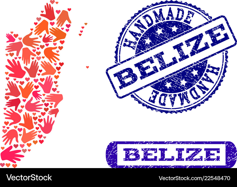 Handmade collage of map belize and textured Vector Image