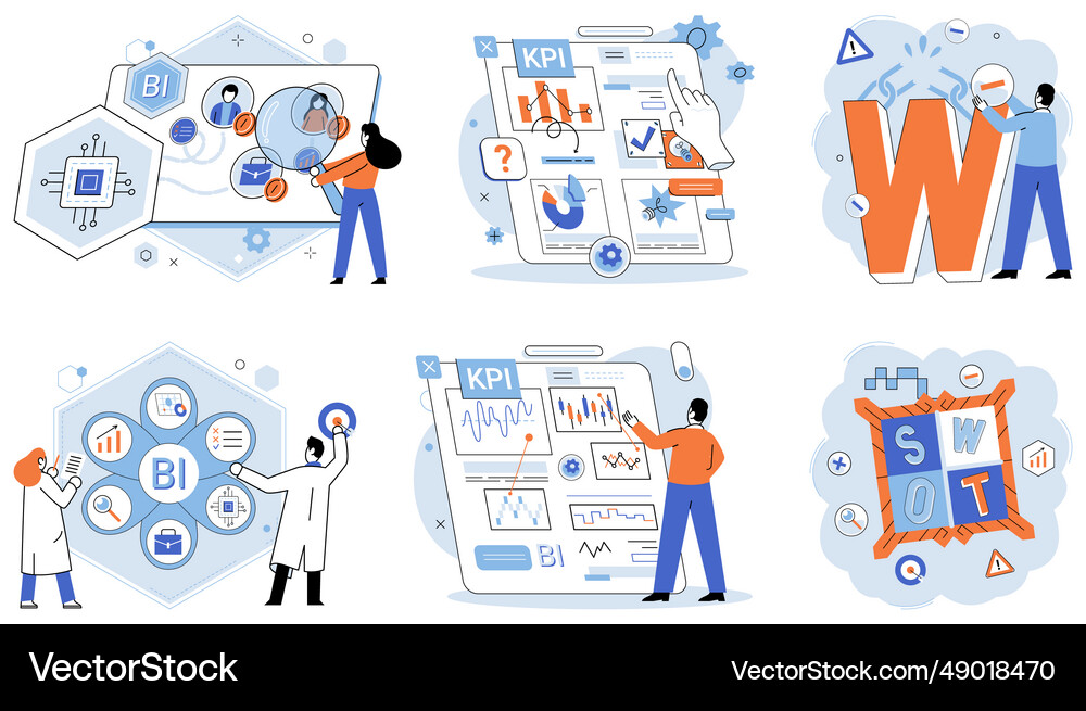 Kpi business performance improvement Royalty Free Vector
