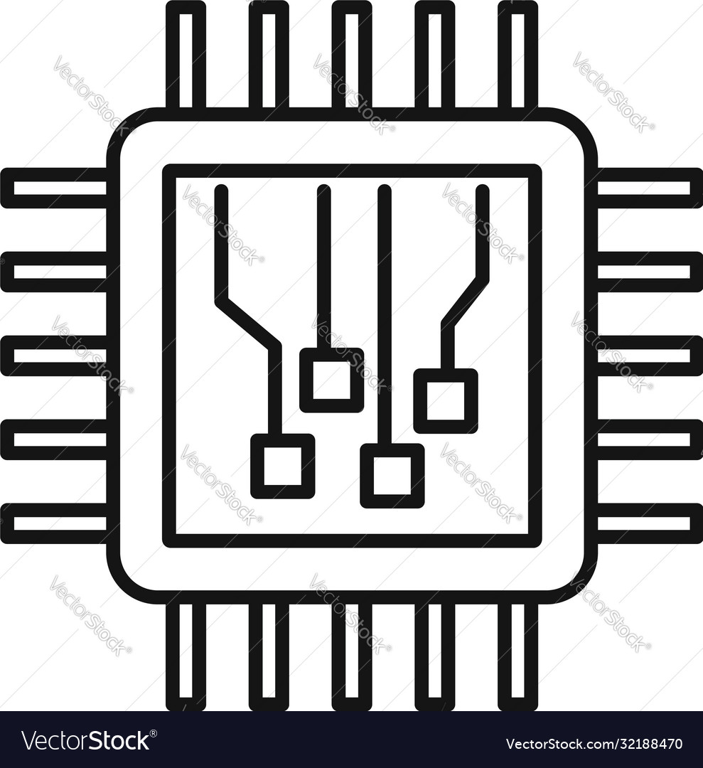 Machine learning processor icon outline style Vector Image