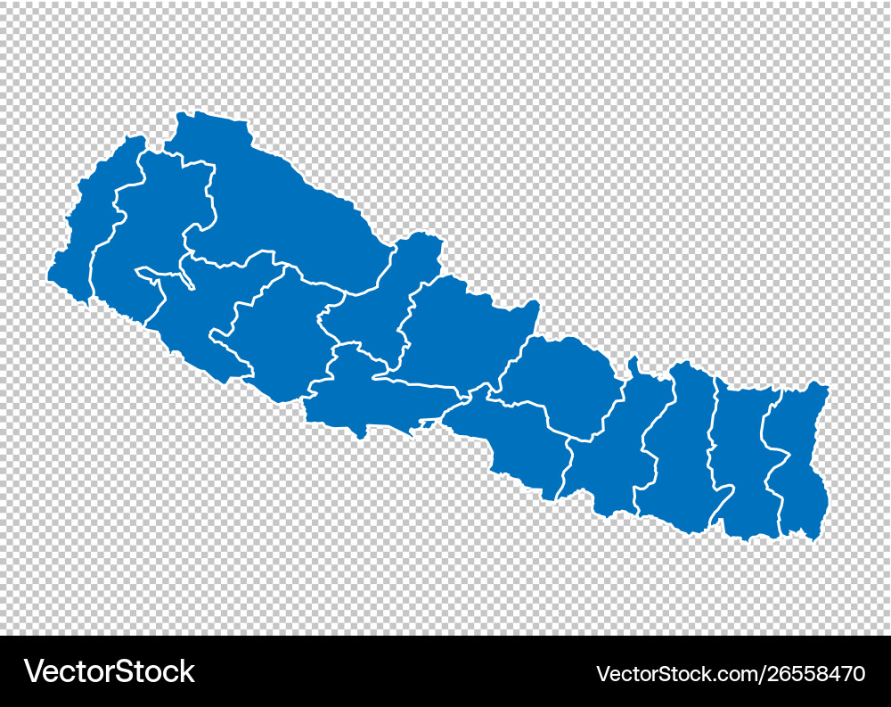 Nepal map - high detailed blue Royalty Free Vector Image