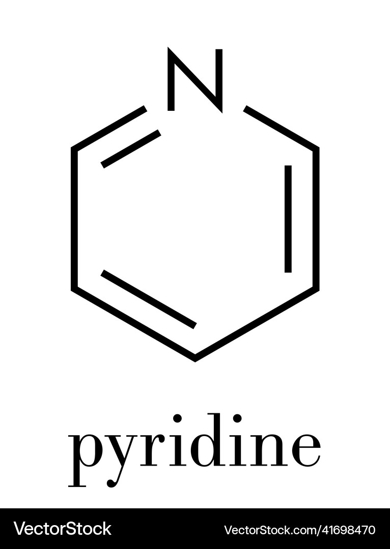 Pyridine chemical solvent and reagent molecule Vector Image