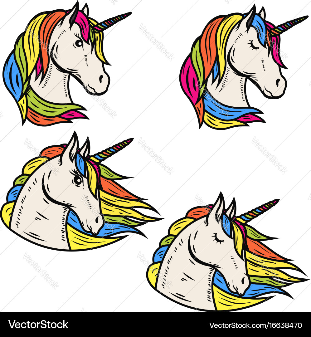 Set of magic unicorn isolated Royalty Free Vector Image