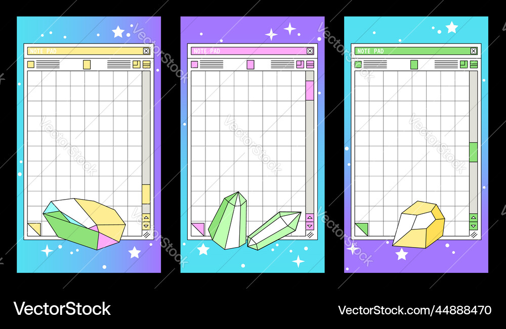 Stars and crystals note pad ig collection Vector Image
