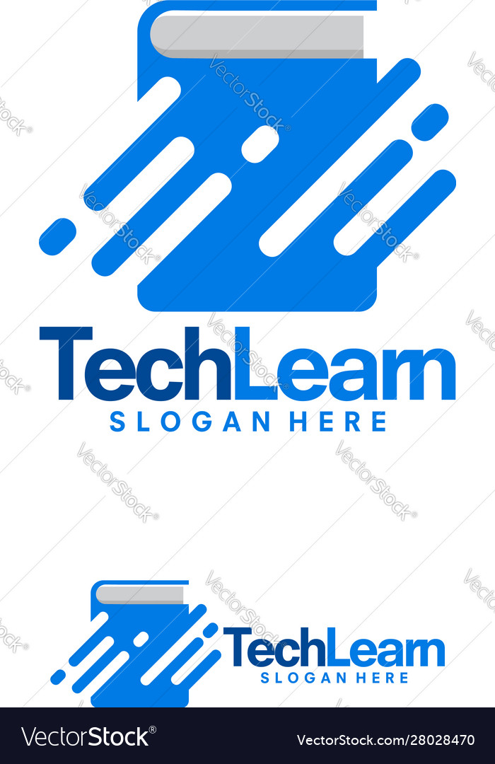 Tech book logo template technology learn Vector Image