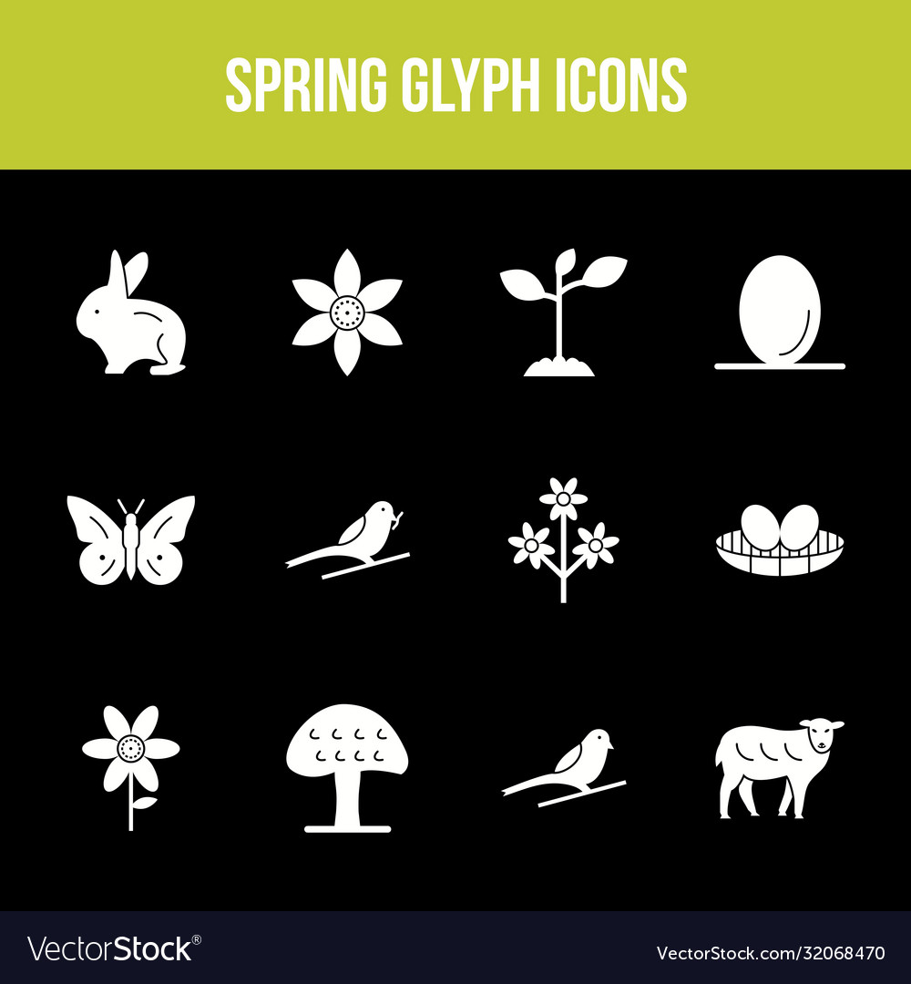 Unique spring glyph icon set Royalty Free Vector Image