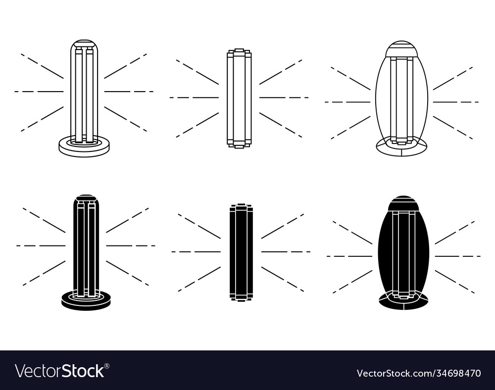Uv-c sterilizer sign uv light disinfection icons Vector Image