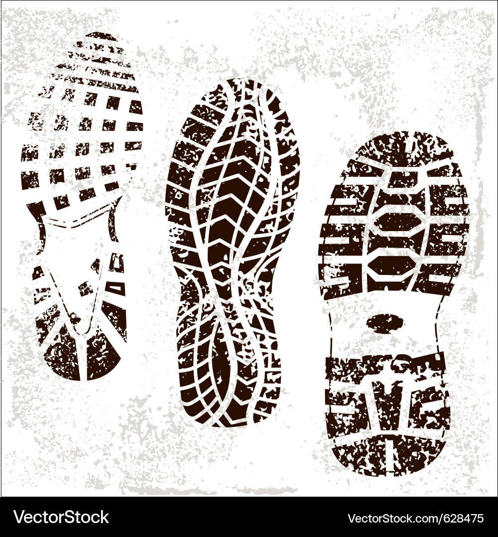 A high detailed set three grunged shoe tracks Vector Image