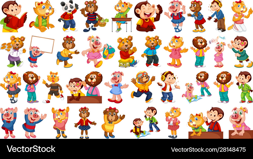 Animals acting in human-like actions and poses Vector Image