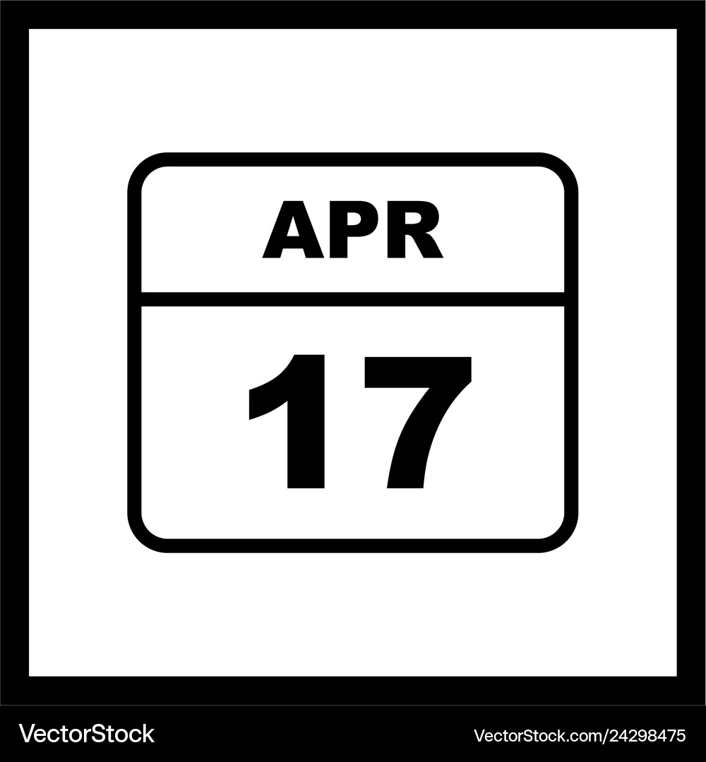 April 17th date on a single day calendar Vector Image