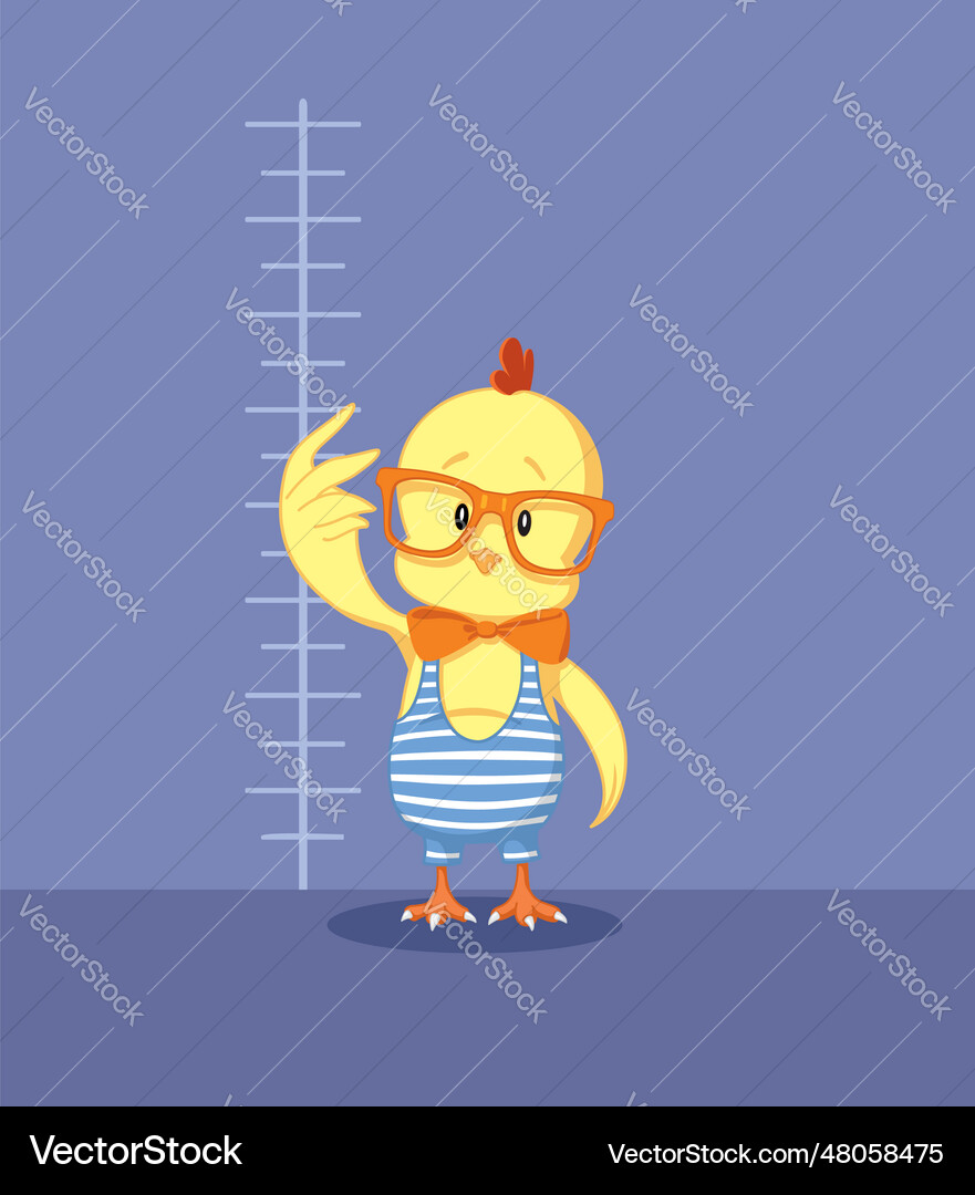 Chicken measuring its height in a chart cartoon Vector Image