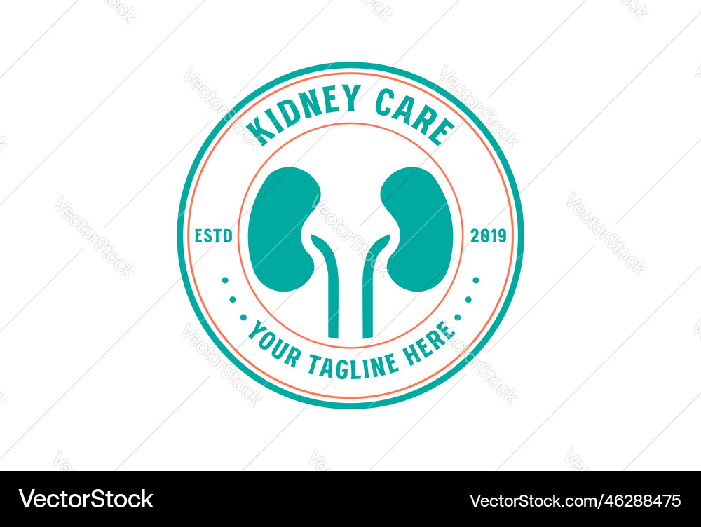 Circular kidney badge emblem label stamp Vector Image