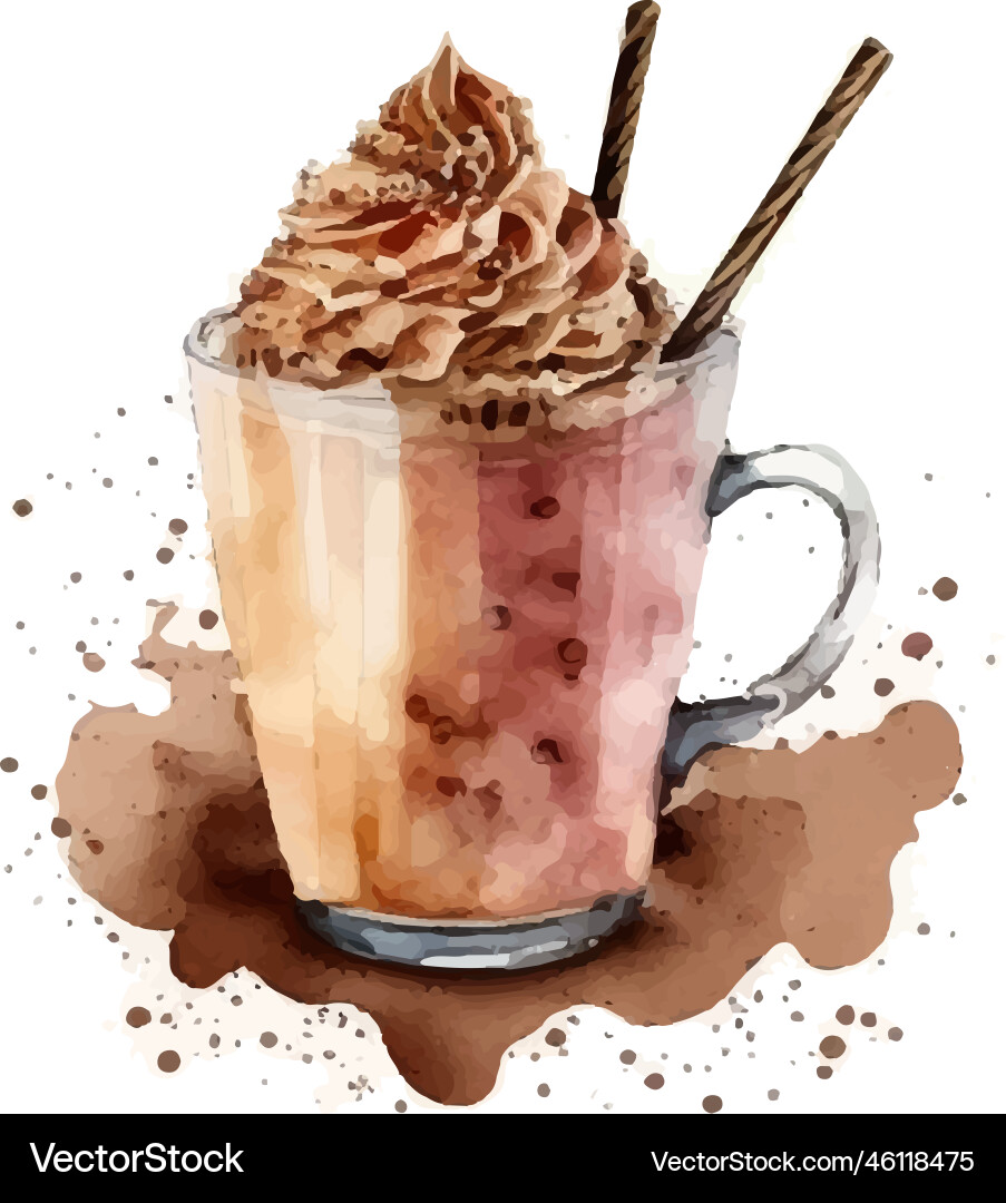 Hand drawn coffee watercolor on white background Vector Image