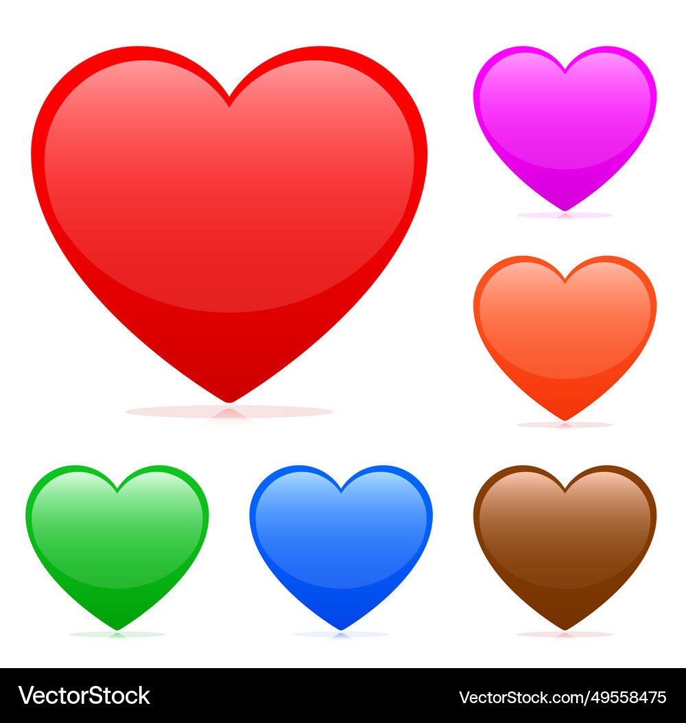 Heart various colors icons set Royalty Free Vector Image