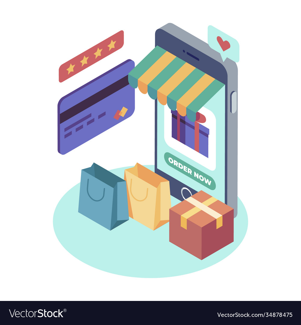 Isometric e-commerce concept design Royalty Free Vector