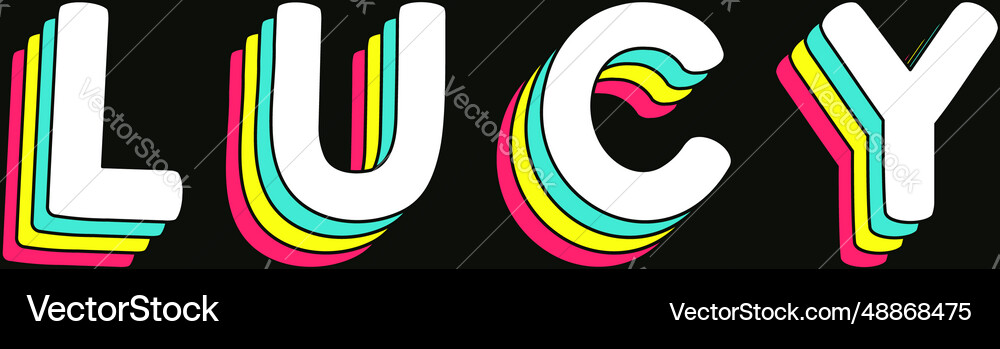 Lucy - retro rainbow typography faded style Vector Image