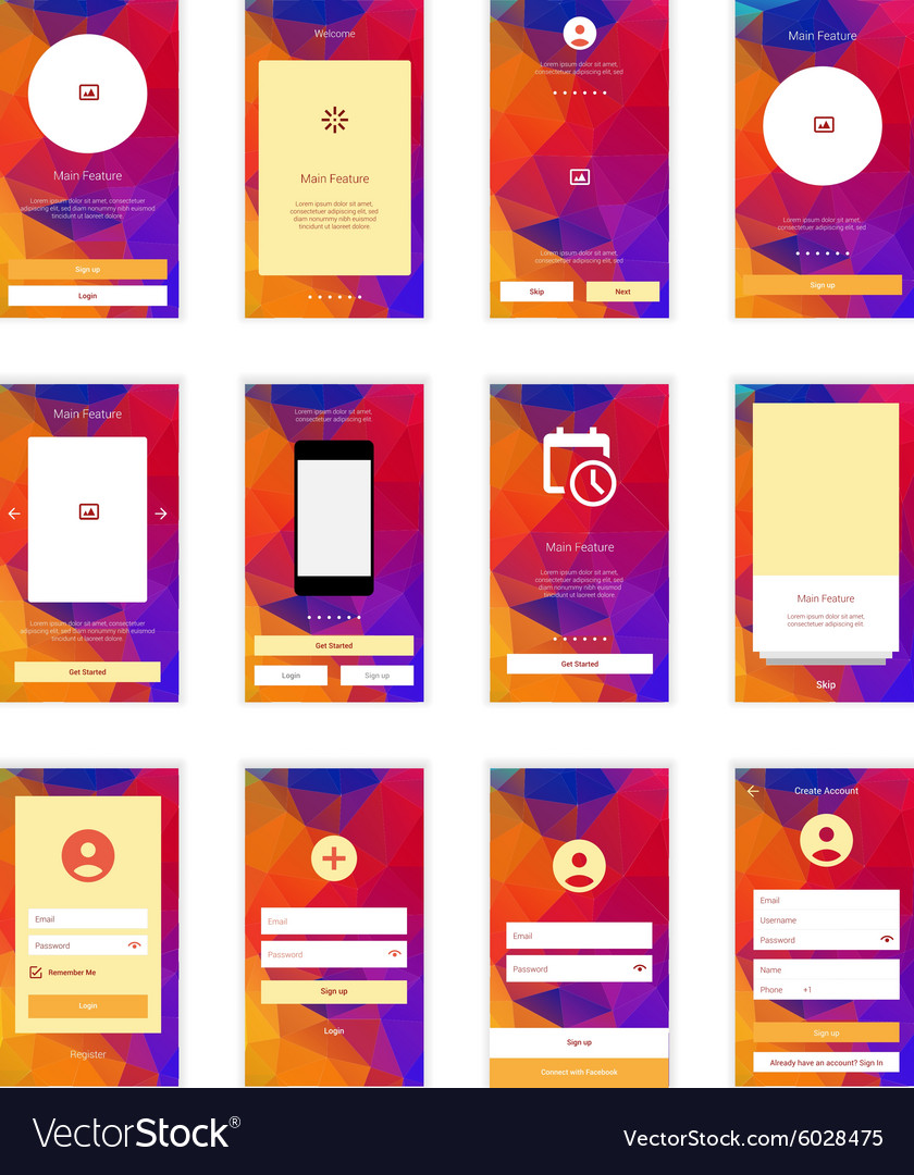 Mobile Screens User Interface Kit Modern user Vector Image