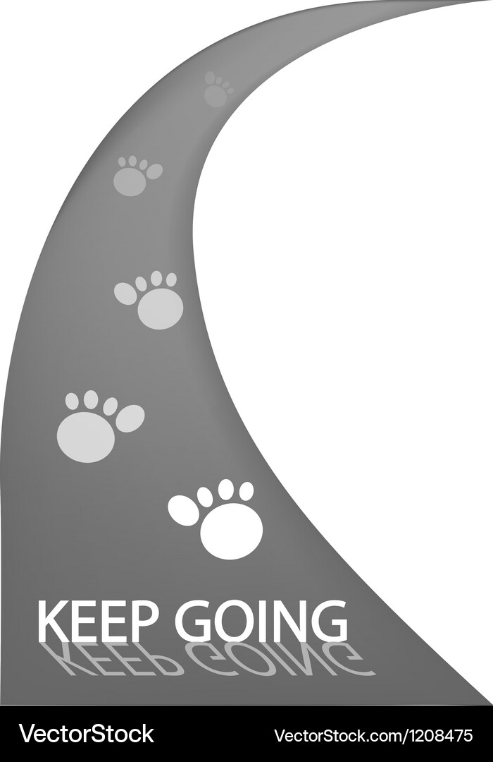 Road with Animal Tracks and Word Keep Going Vector Image