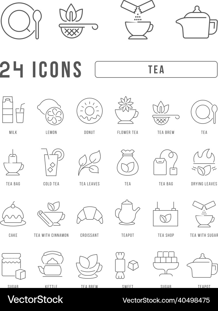Set of linear icons tea Royalty Free Vector Image