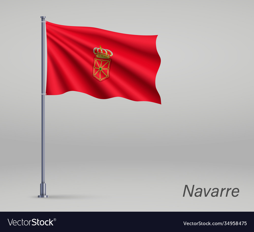 Waving flag navarre - region spain Royalty Free Vector Image