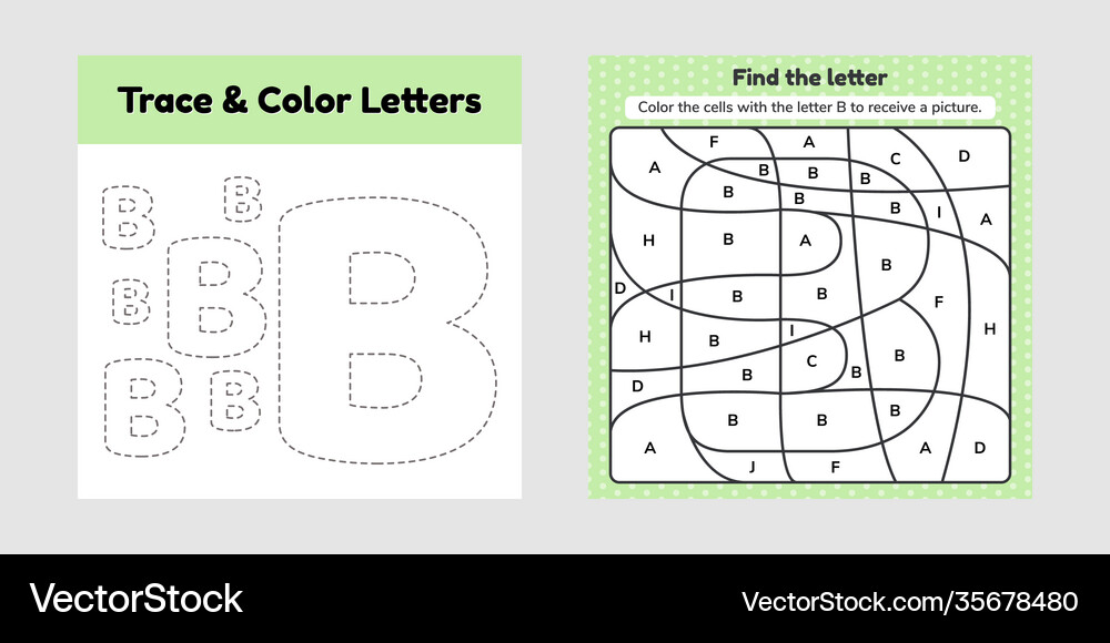 Coloring book letter for kids worksheet Royalty Free Vector