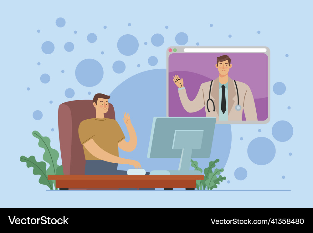 Doctor and patient videocall Royalty Free Vector Image