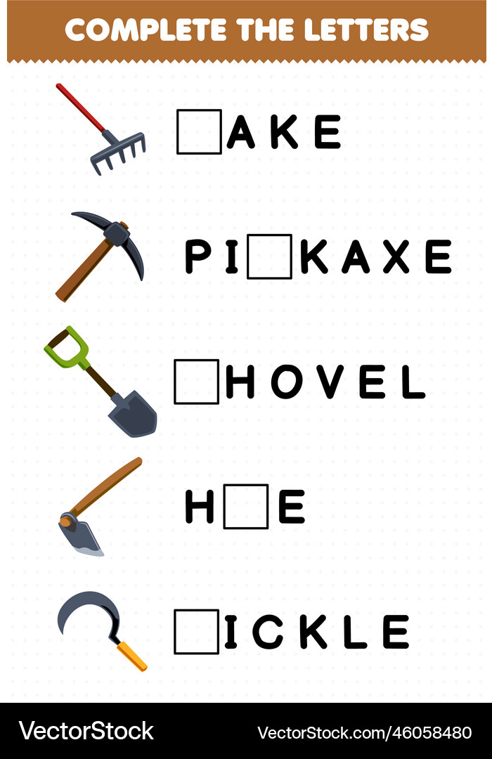 Education game for children complete the letters Vector Image