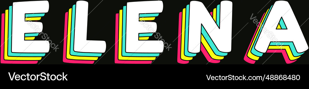 Elena - retro rainbow typography faded style Vector Image