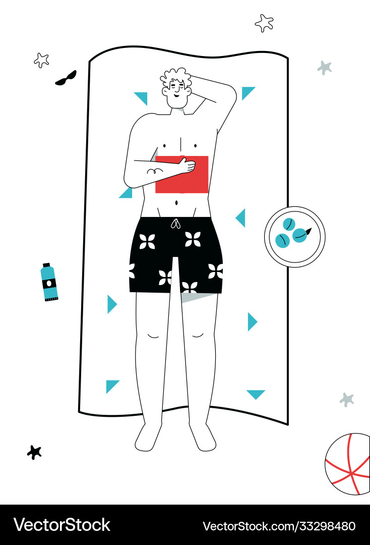 Happy people sunbathing on beach in top view Vector Image