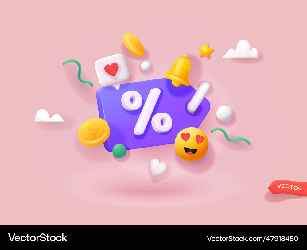 Label with percent check mark and discount app Vector Image