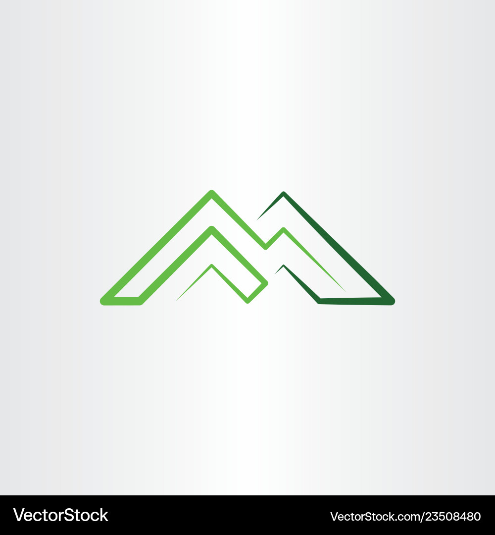 M letter green icon mountain line symbol element Vector Image