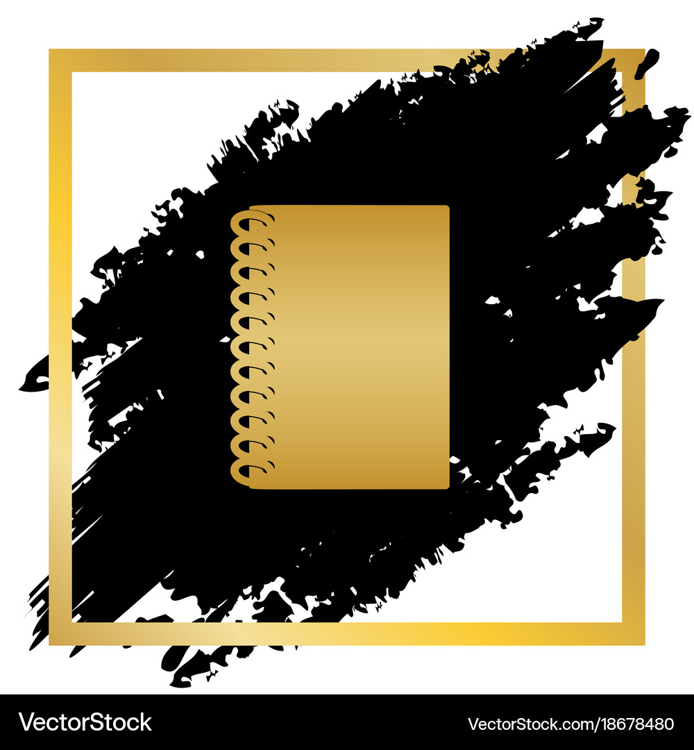 Notebook simple sign golden icon at black Vector Image