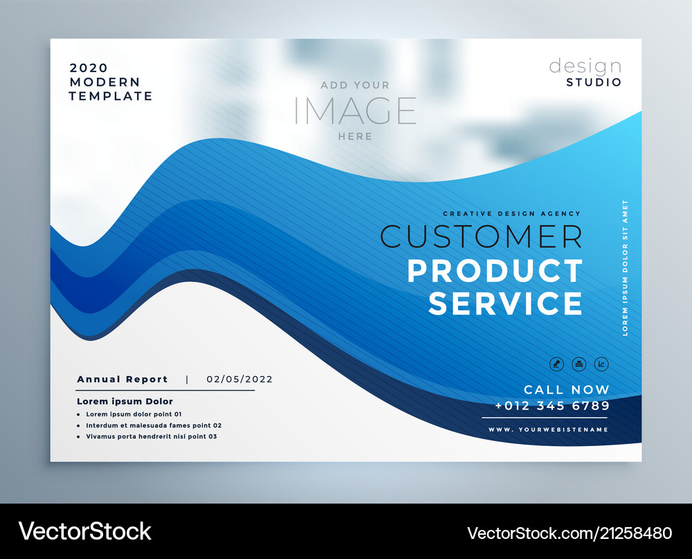 Professional blue wave business brochure design Vector Image