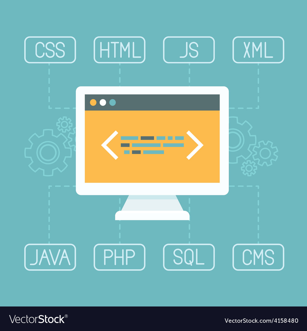 Web development concept in flat style Royalty Free Vector