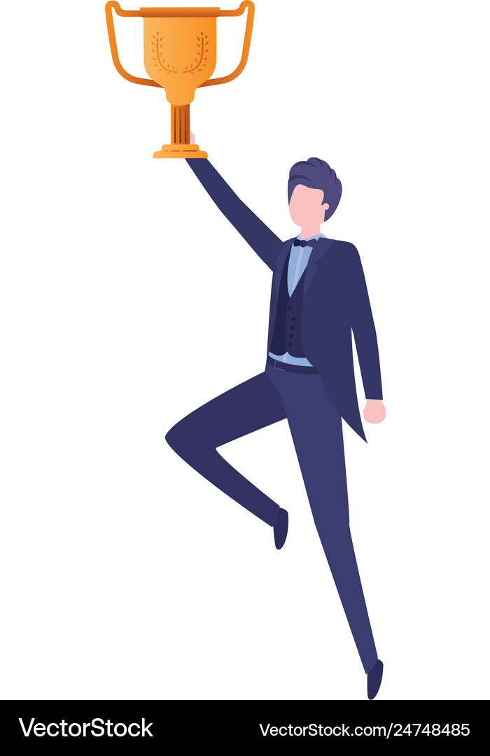 Businessman with trophy avatar character Vector Image