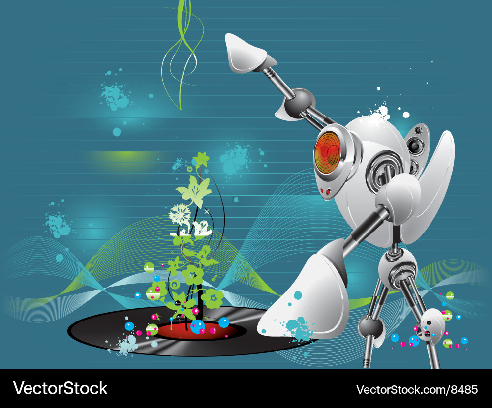 Dj robot Royalty Free Vector Image - VectorStock