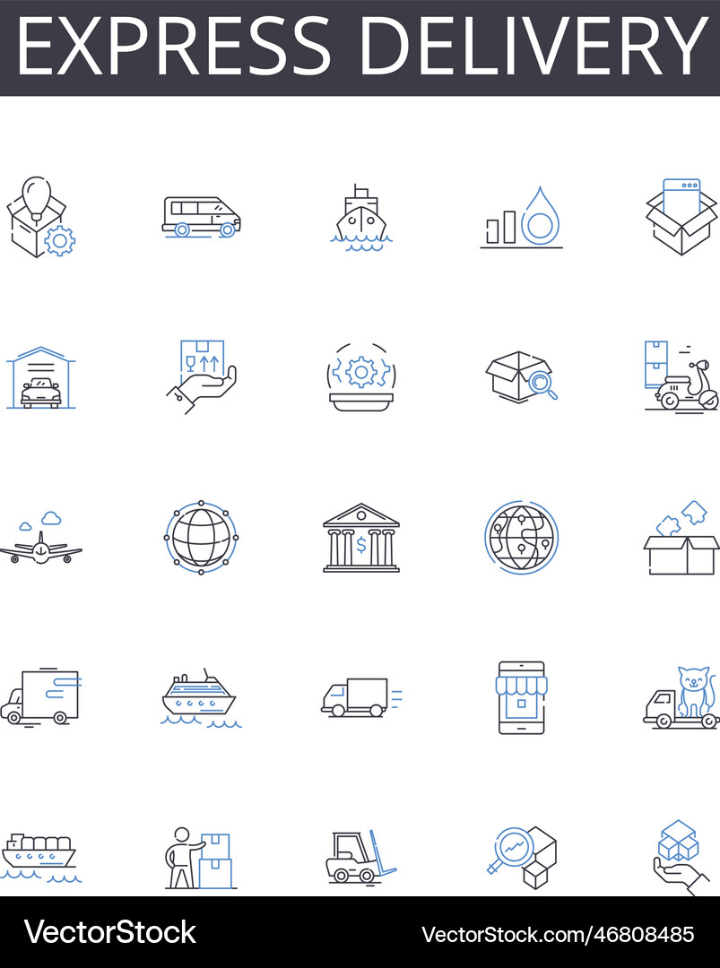 Express delivery line icons collection rapid Vector Image